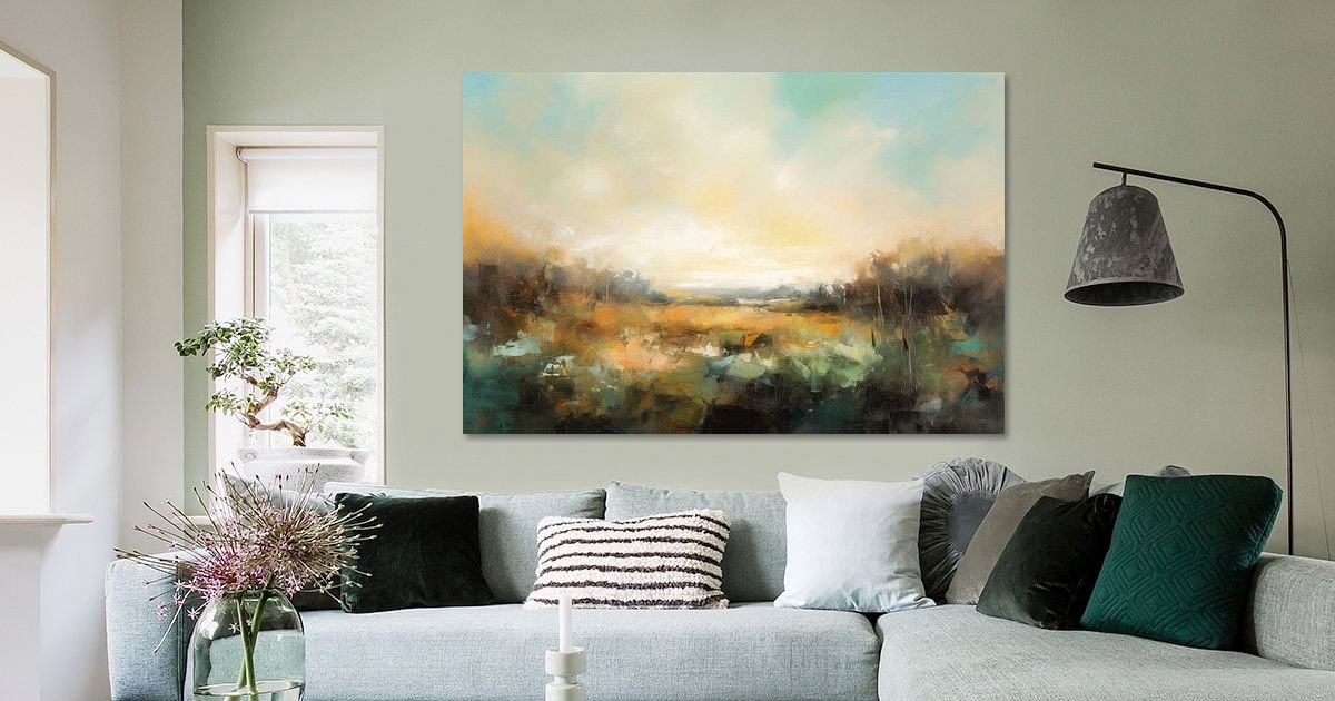 Abstract landschap " I love nature" van Studio Allee op canvas, behang en meer